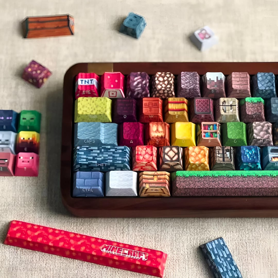 Minecraft Keycaps Set – Crafting Game Artisan PBT Custom Keycaps for ...