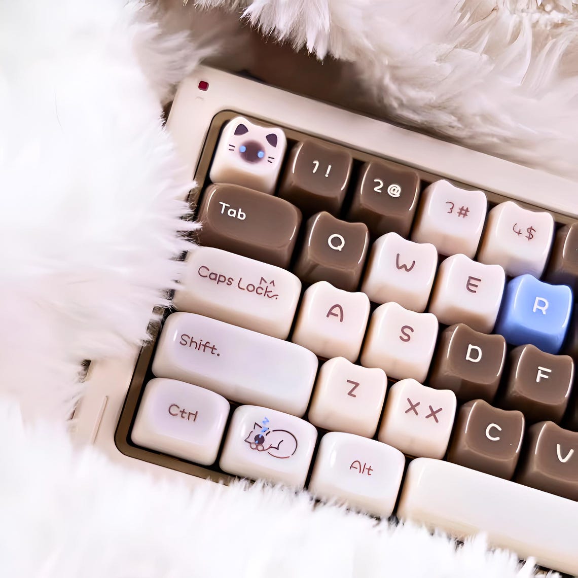 Cute Cat Custom Keycaps Set for Girls - Artisan Cherry MX Keycap for ...