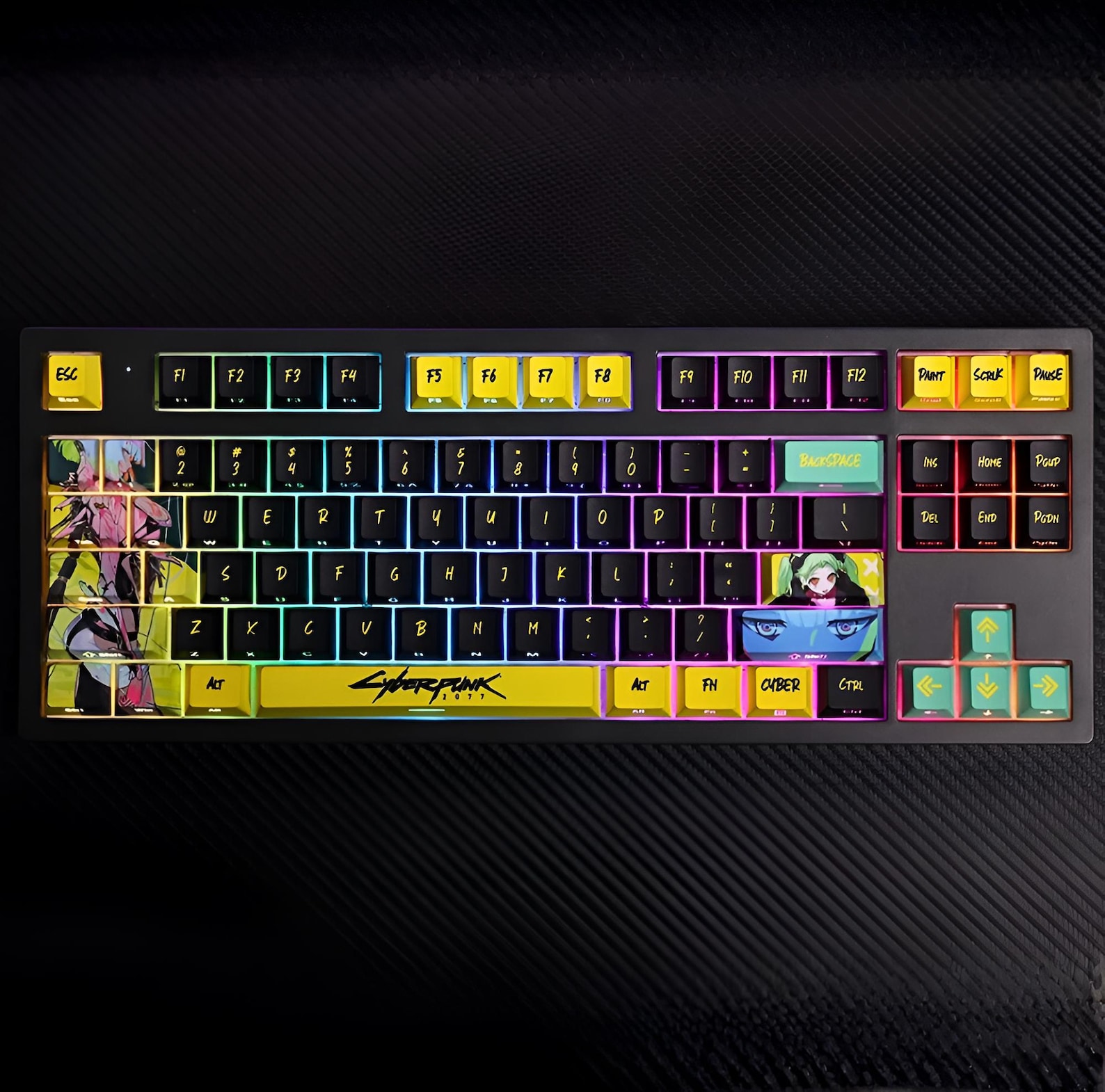 Cyberpunk Edgerunners Keycaps Set – Anime Custom Artisan PBT Keycaps ...