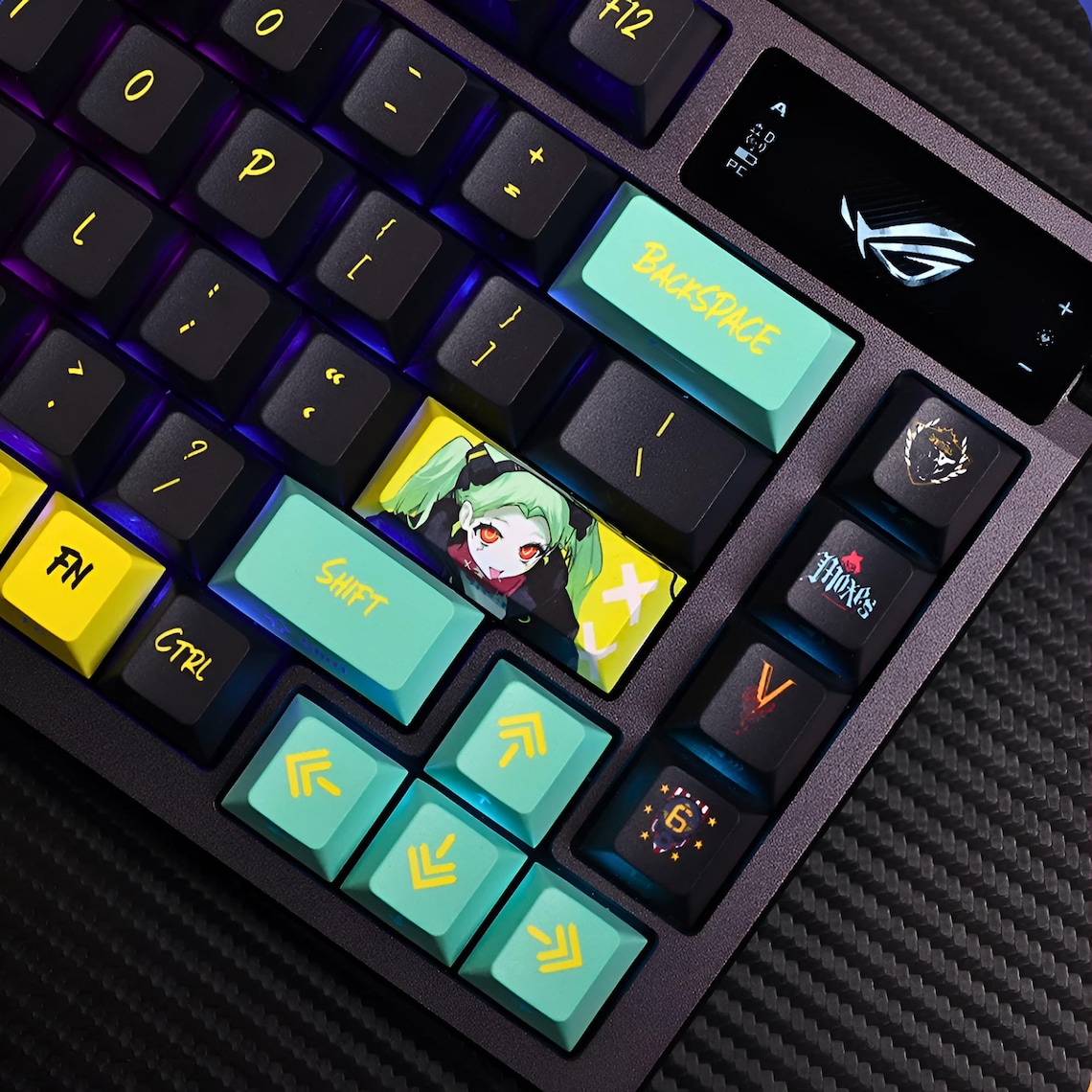 Cyberpunk Edgerunners Keycaps Set – Anime Custom Artisan PBT Keycaps ...