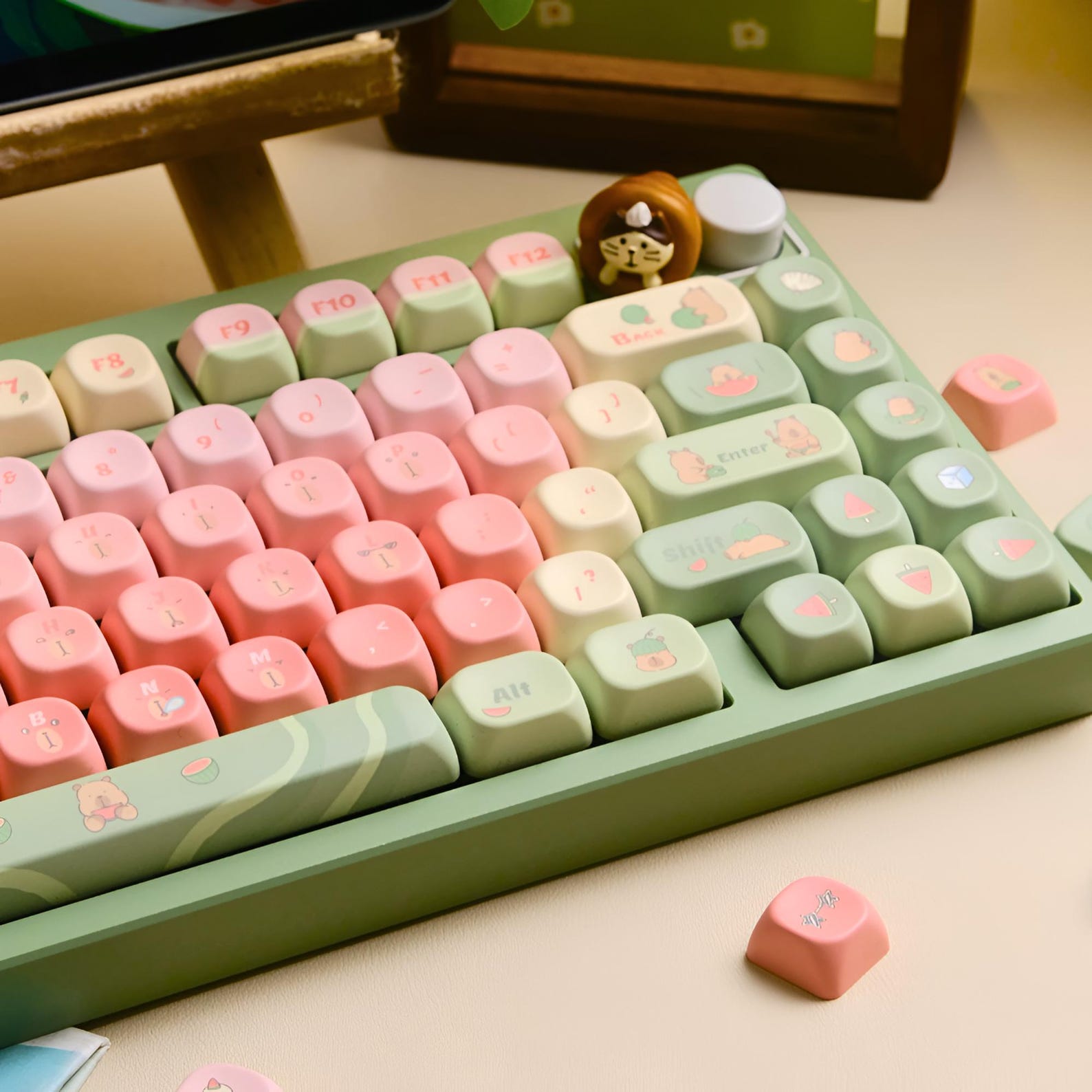 Cute Capybara Keycaps Set – Watermelon Kawaii Custom Artisan PBT ...