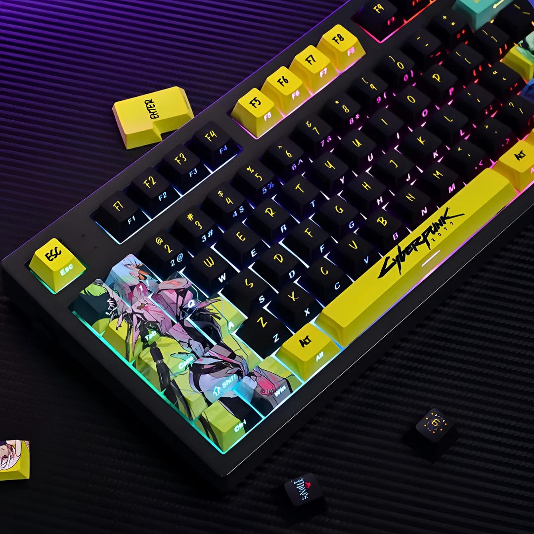Cyberpunk Edgerunners Keycaps Set – Anime Custom Artisan PBT Keycaps ...