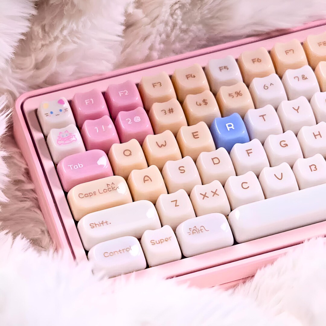 Cute Cat Artisan Keycaps Set for Girls - Custom Cherry MX Keycap for ...