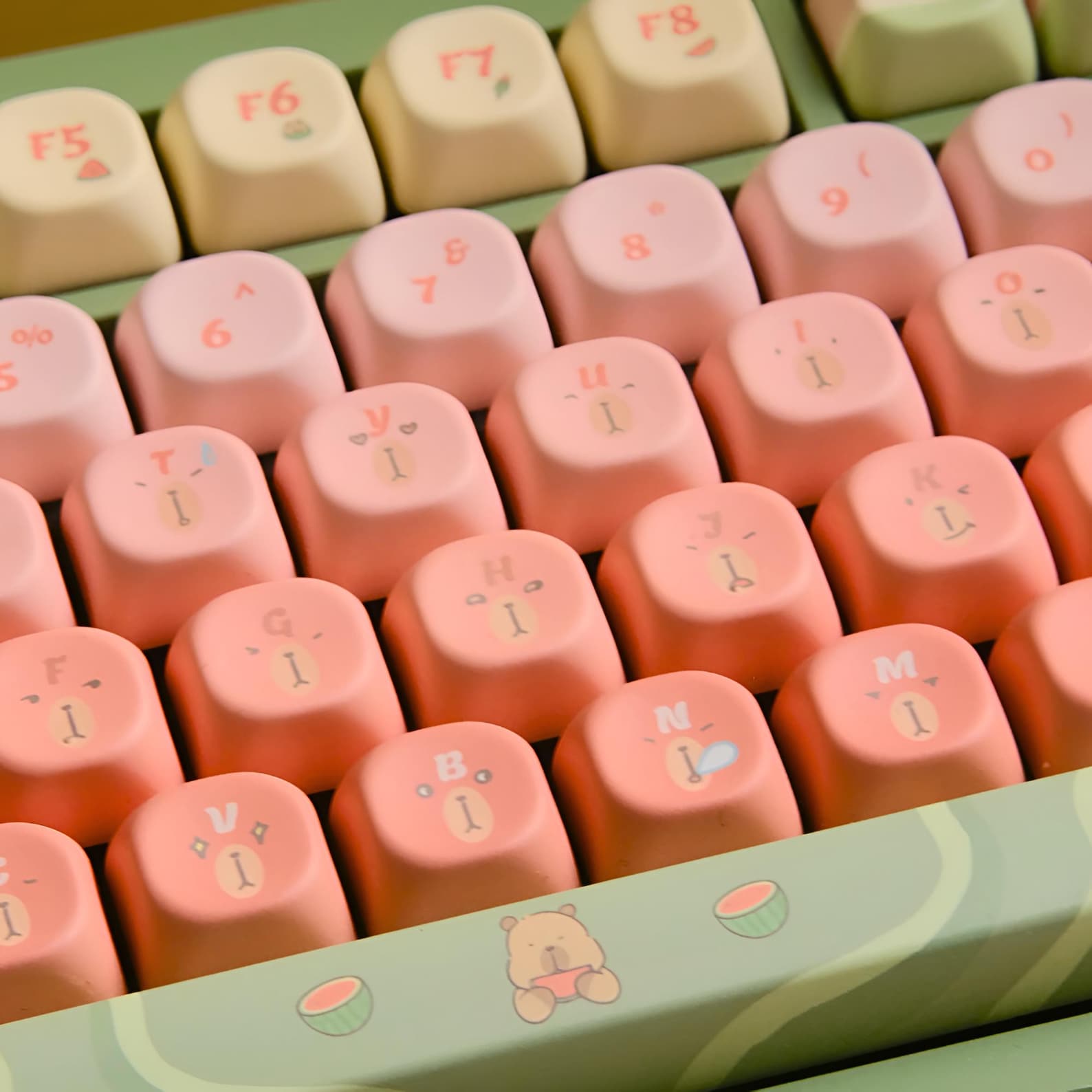 Cute Capybara Keycaps Set – Watermelon Kawaii Custom Artisan PBT ...