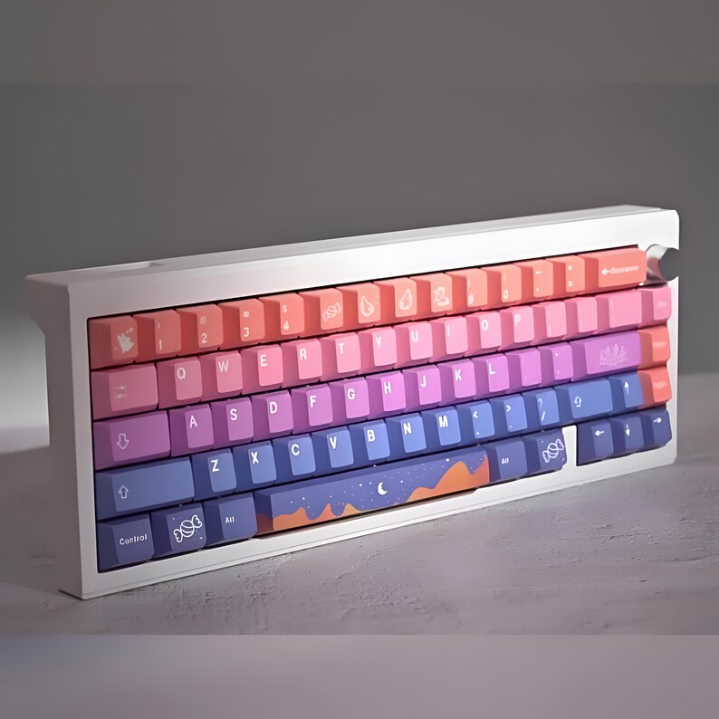 Gradient Sunset Keycaps Set – Cosmic Custom Artisan PBT Keycaps for Mechanical Keyboard Cherry ...