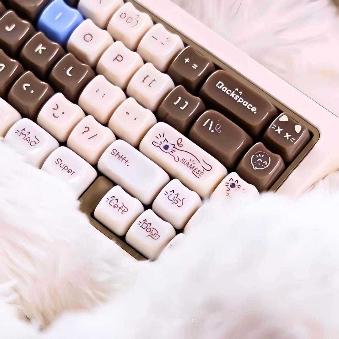 Cute Cat Custom Keycaps Set for Girls - Artisan Cherry MX Keycap for ...