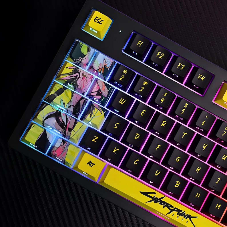 Cyberpunk Edgerunners Keycaps Set – Anime Custom Artisan PBT Keycaps ...
