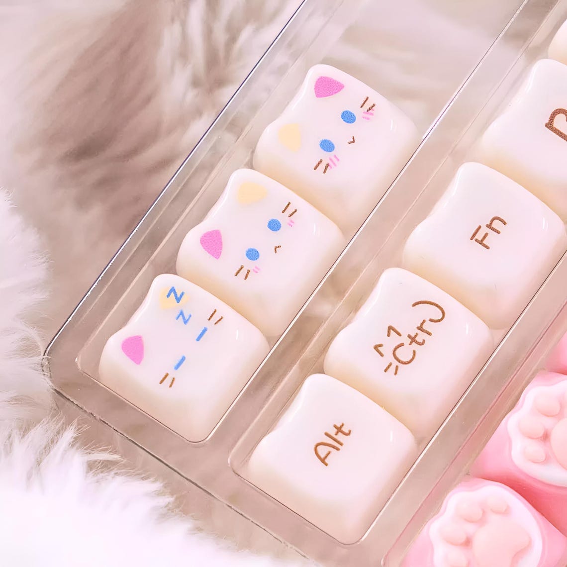 Cute Cat Artisan Keycaps Set for Girls - Custom Cherry MX Keycap for ...