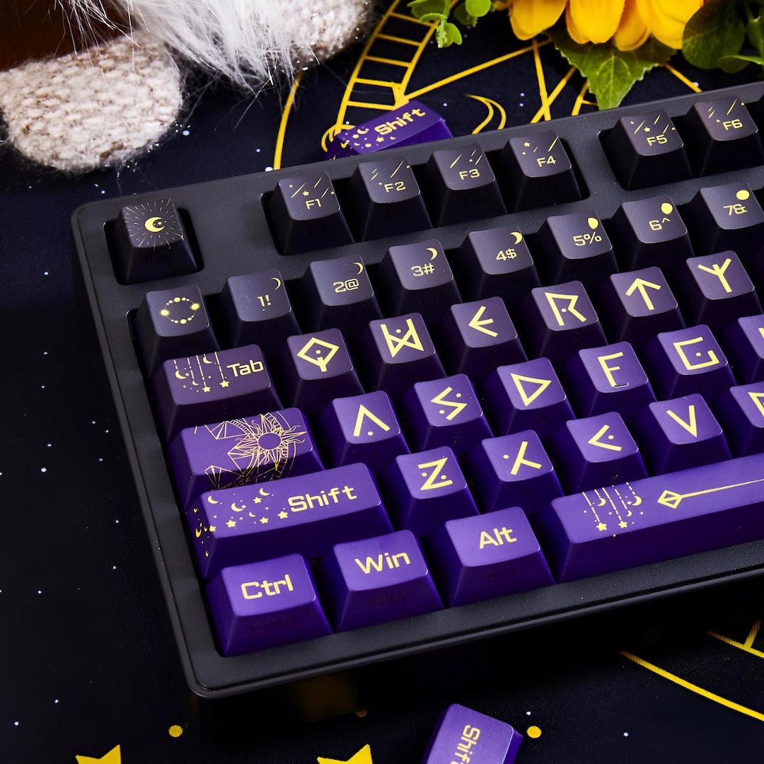 Purple Constellation Keycaps Set – Cosmic Zodiac Custom Artisan PBT ...