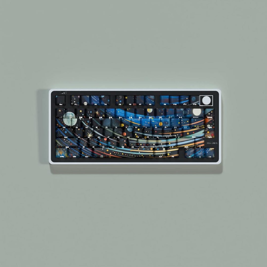 Starry Night Galaxy Keycaps Set – Universe Art PBT Keycaps – Unique ...