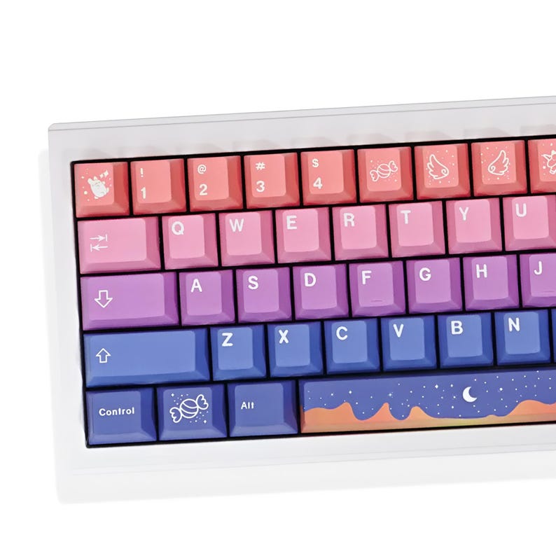 Gradient Sunset Keycaps Set – Cosmic Custom Artisan PBT Keycaps for Mechanical Keyboard Cherry ...
