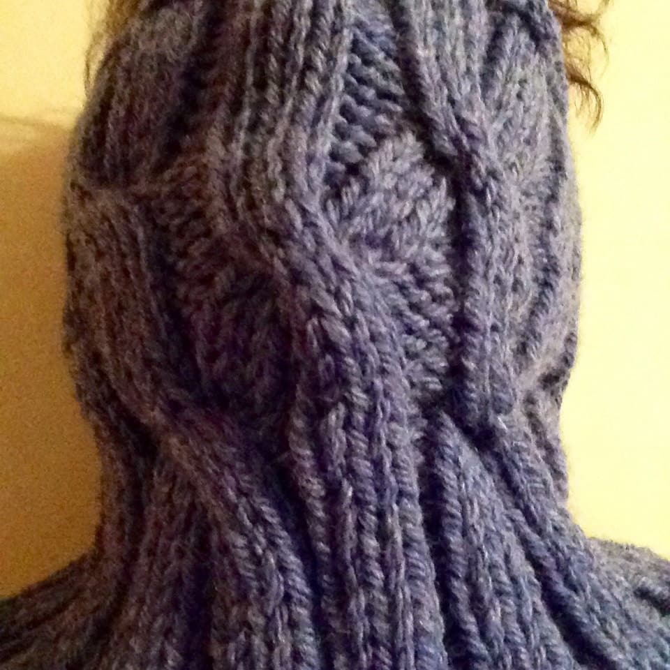 ENTWINED, Neck Warmer, Cowl, Chunky, Wool Blend, Cable Knit, Bluebell ...