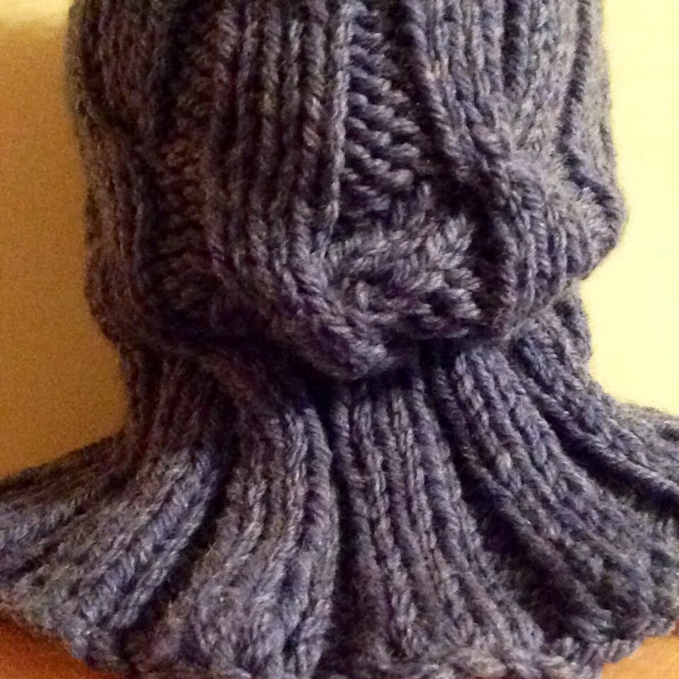 ENTWINED, Neck Warmer, Cowl, Chunky, Wool Blend, Cable Knit, Bluebell ...