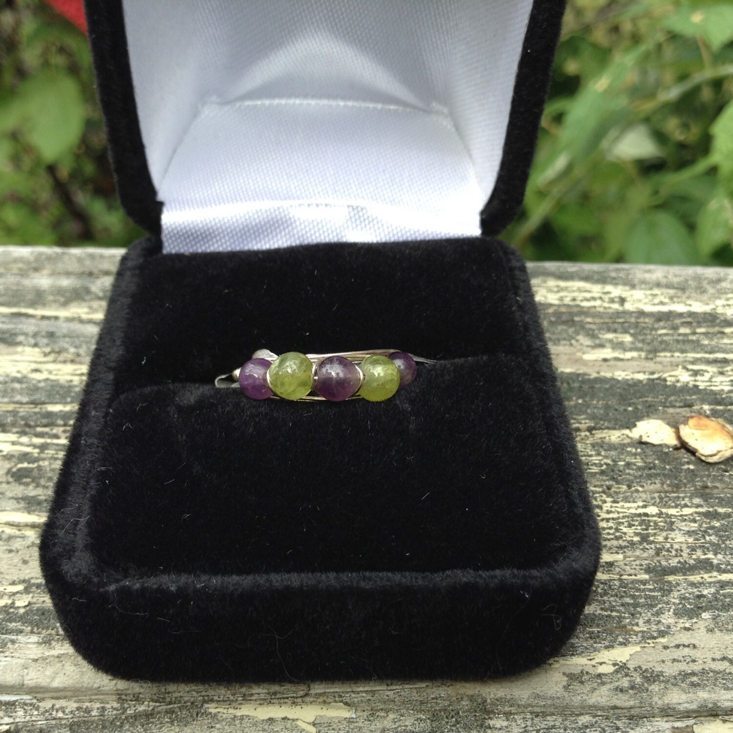 Amethyst, Peridot, Semi Precious, Genuine Stone, 5 Bead, Silver Filled ...