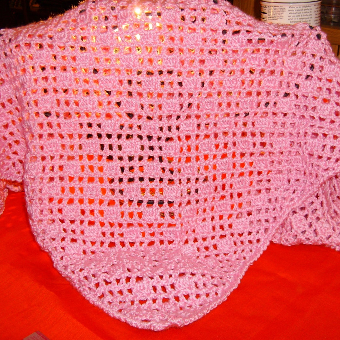 Prayer Shawl, Flamingo Pink, Triangle Shawl, Lace, Crochet, Bernat ...