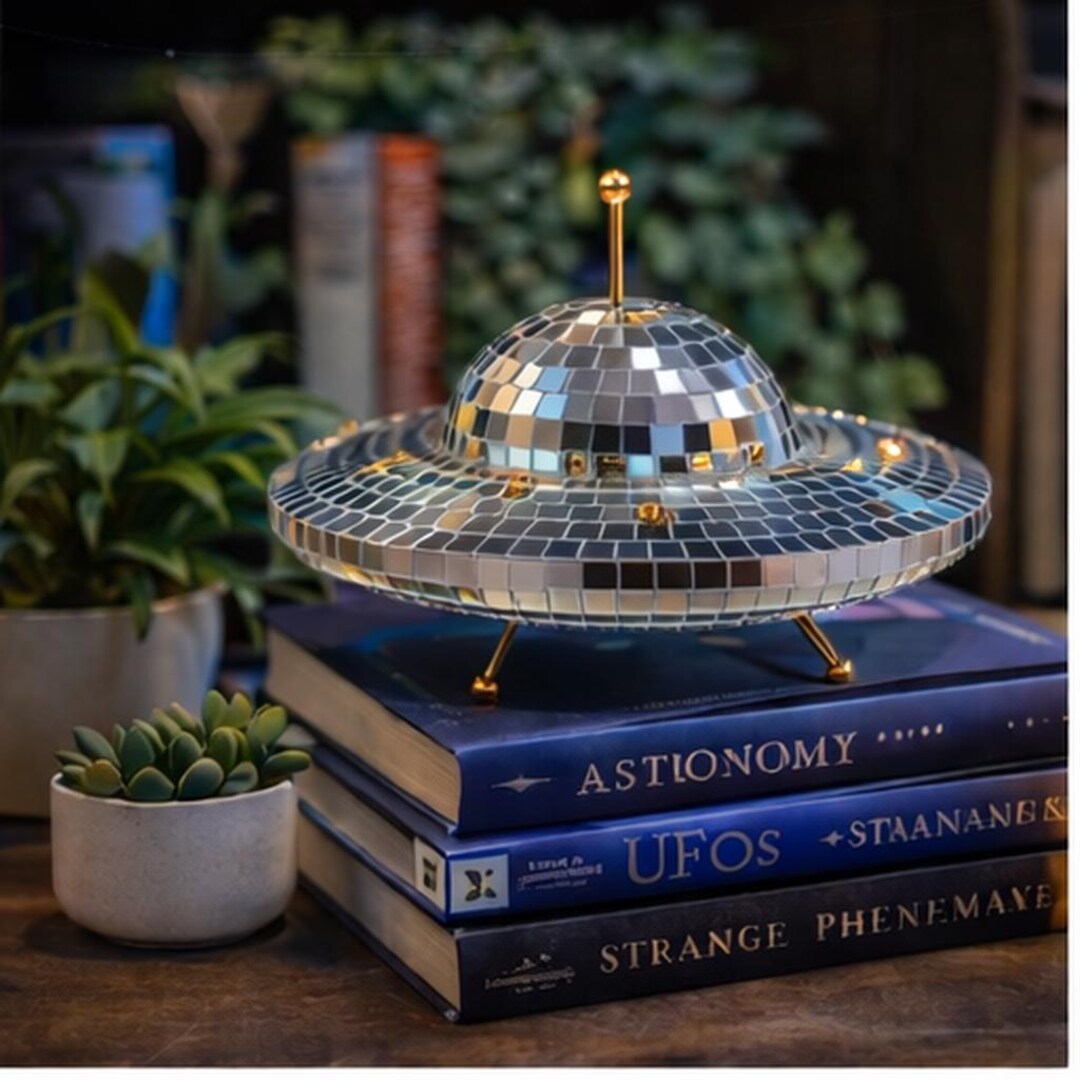 Custom Disco UFO Decor Mirror Art, Space Shelf Decor, Retro Sci-fi Home ...