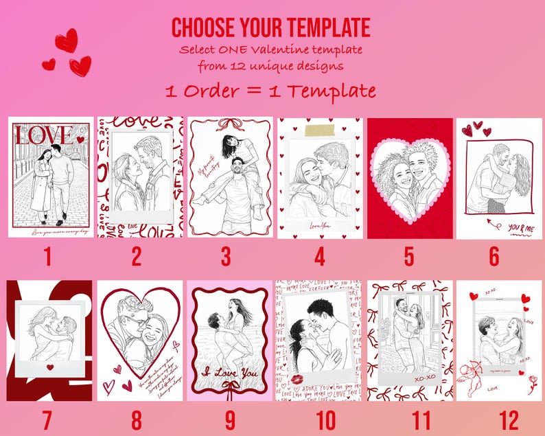 Custom Coloring Page From Photo – Valentine Template, Printable PDF ...