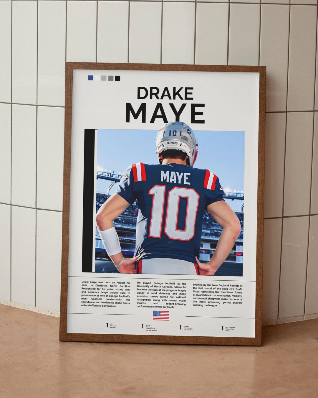 Drake Maye Poster, New England Patriots Wall Art, Patriots Print, NFL ...