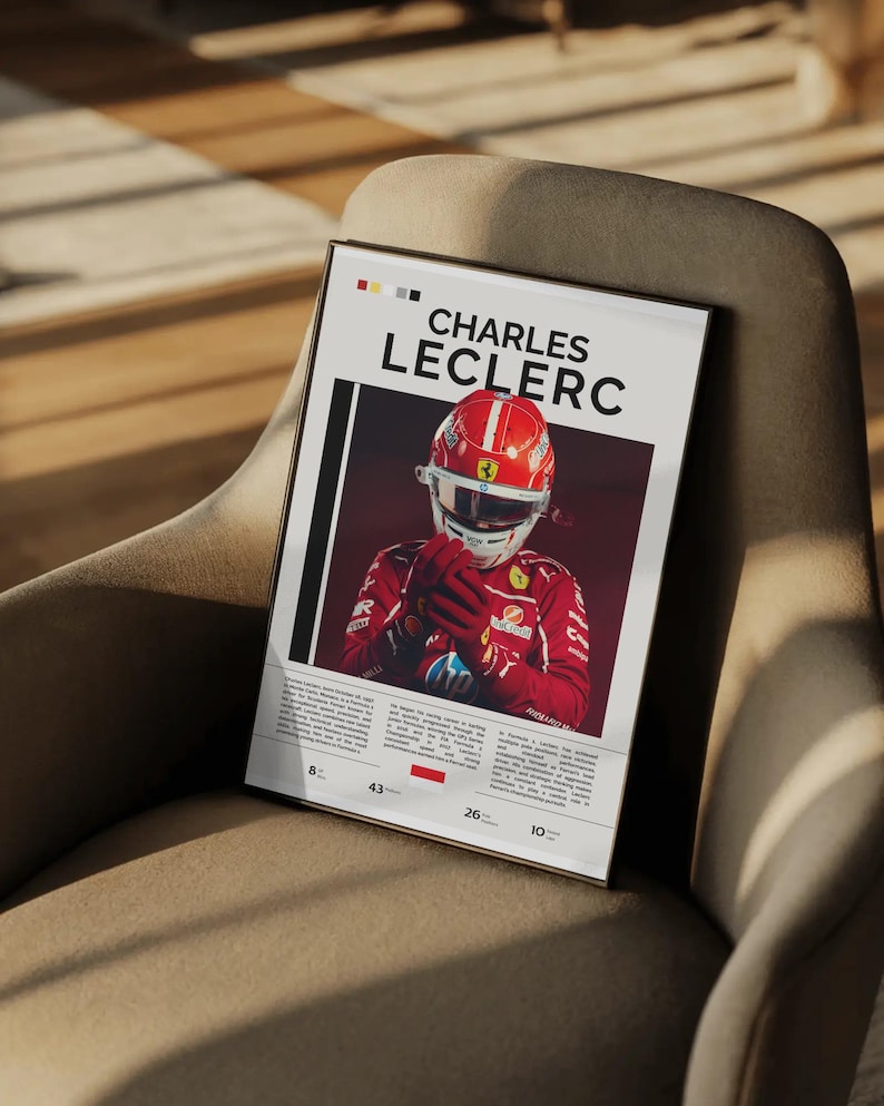 Charles Leclerc Poster, Ferrari F1 Wall Art, F1 Racing Print, F1 Poster ...