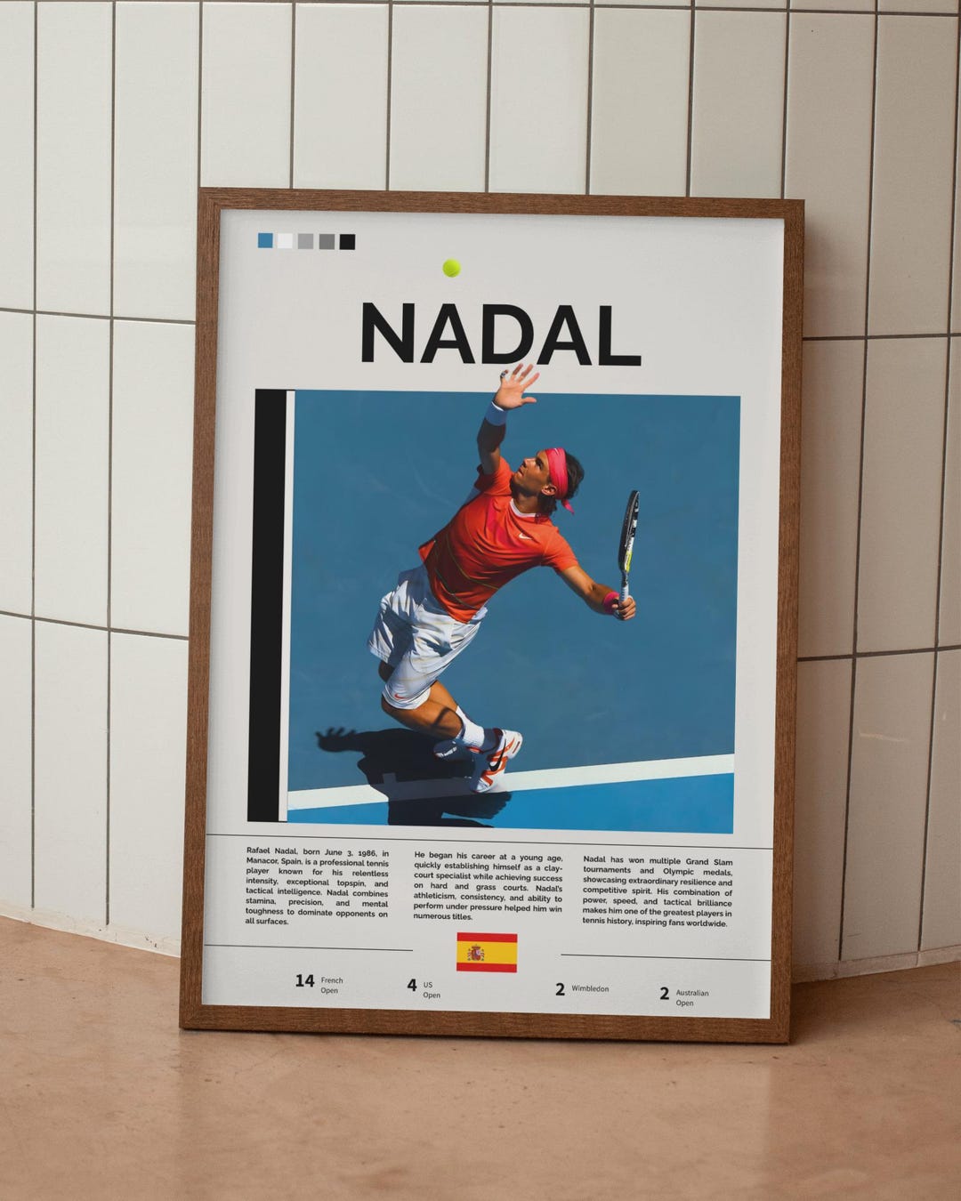Rafael Nadal Poster, Tennis Wall Art, Nadal Print, Sports Decor, Grand ...