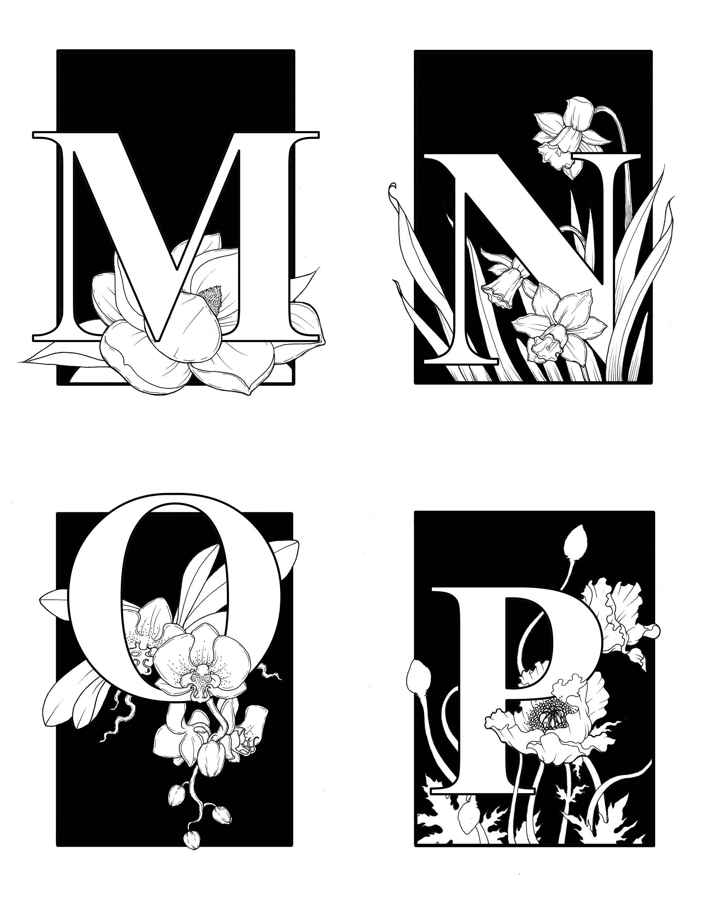 Botanical Monogram Illuminated Letter Original Artwork Print - Etsy
