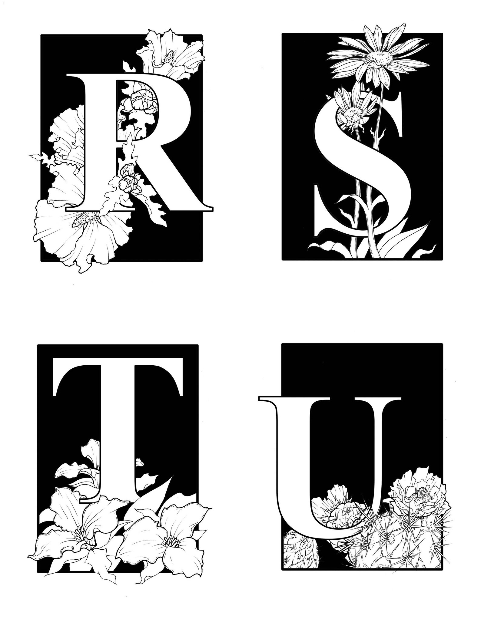 Botanical Monogram Illuminated Letter Original Artwork Print - Etsy