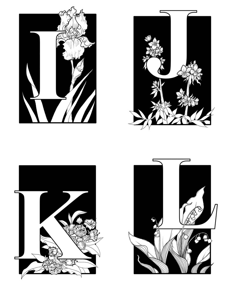 Botanical Monogram Illuminated Letter Original Artwork Print - Etsy