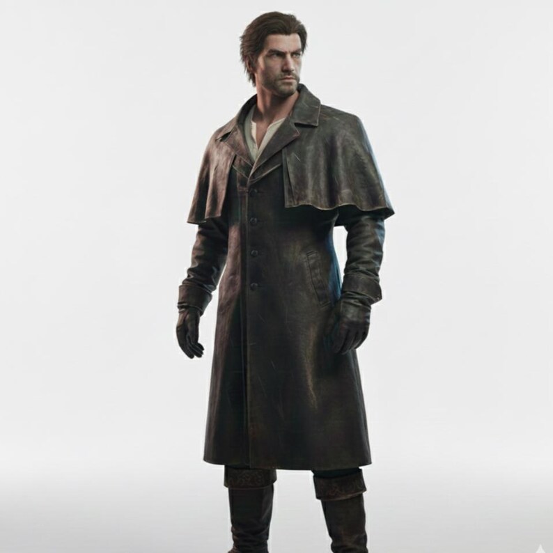 Bloodborne Hunter Distressed Leather Coat | Brown Cosplay Trench Coat ...