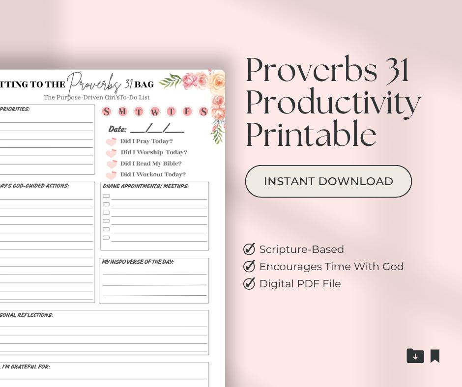 Christian to Do List Printable: Proverbs 31 Woman (PDF Download) - Etsy