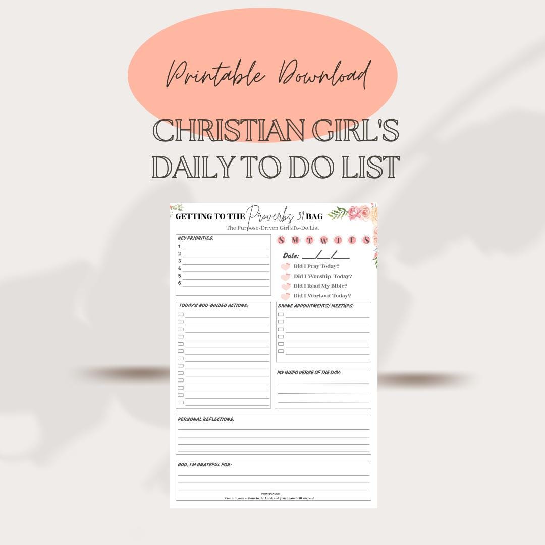 Christian to Do List Printable: Proverbs 31 Woman (PDF Download) - Etsy