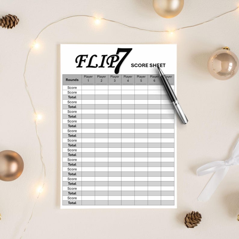 Flip 7 Score Sheet Template. Printable Card Game Tracker - Etsy