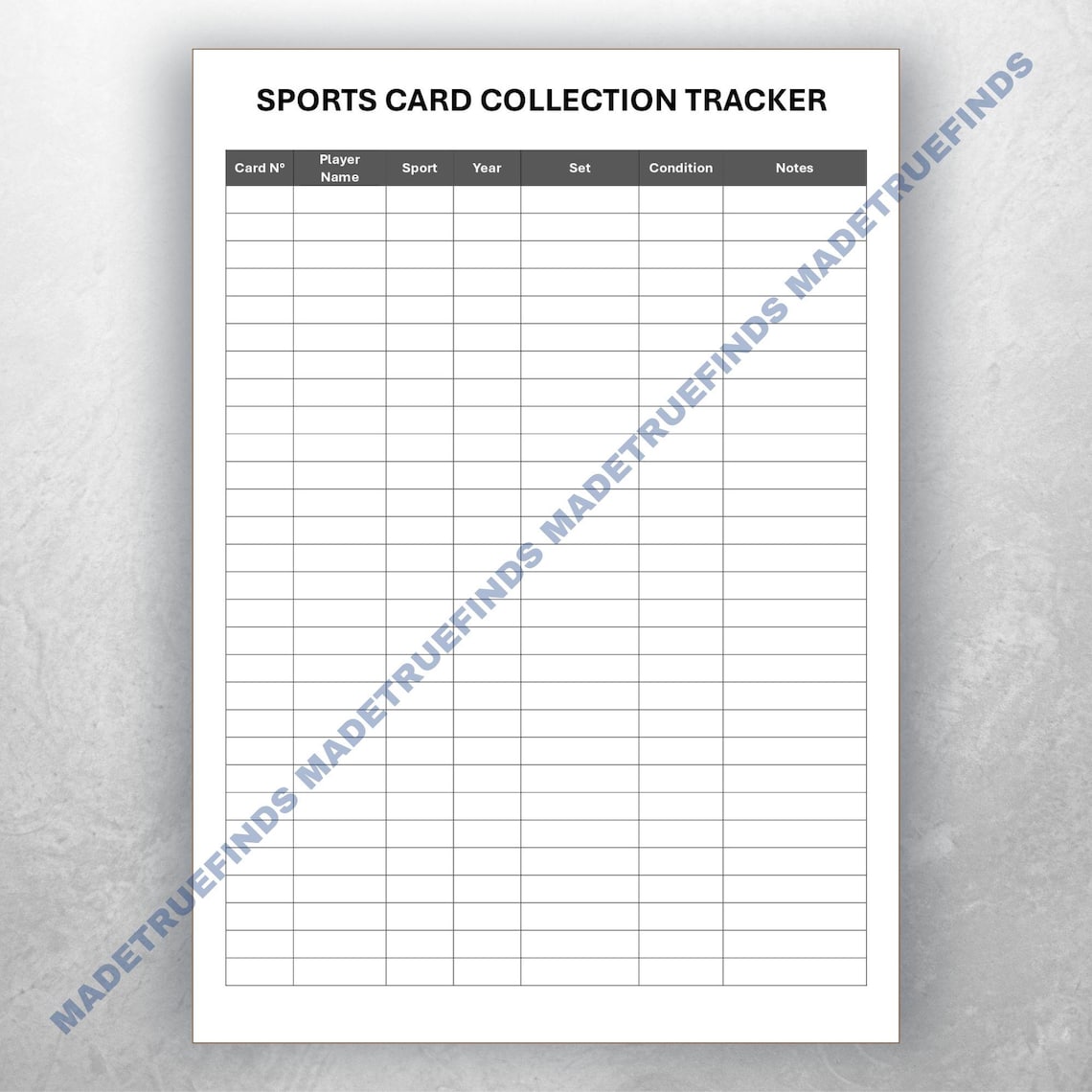 Sports Card Collector Tracker Template - Etsy
