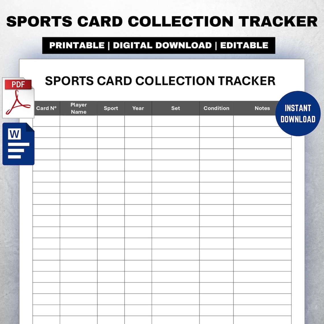 Sports Card Collector Tracker Template - Etsy