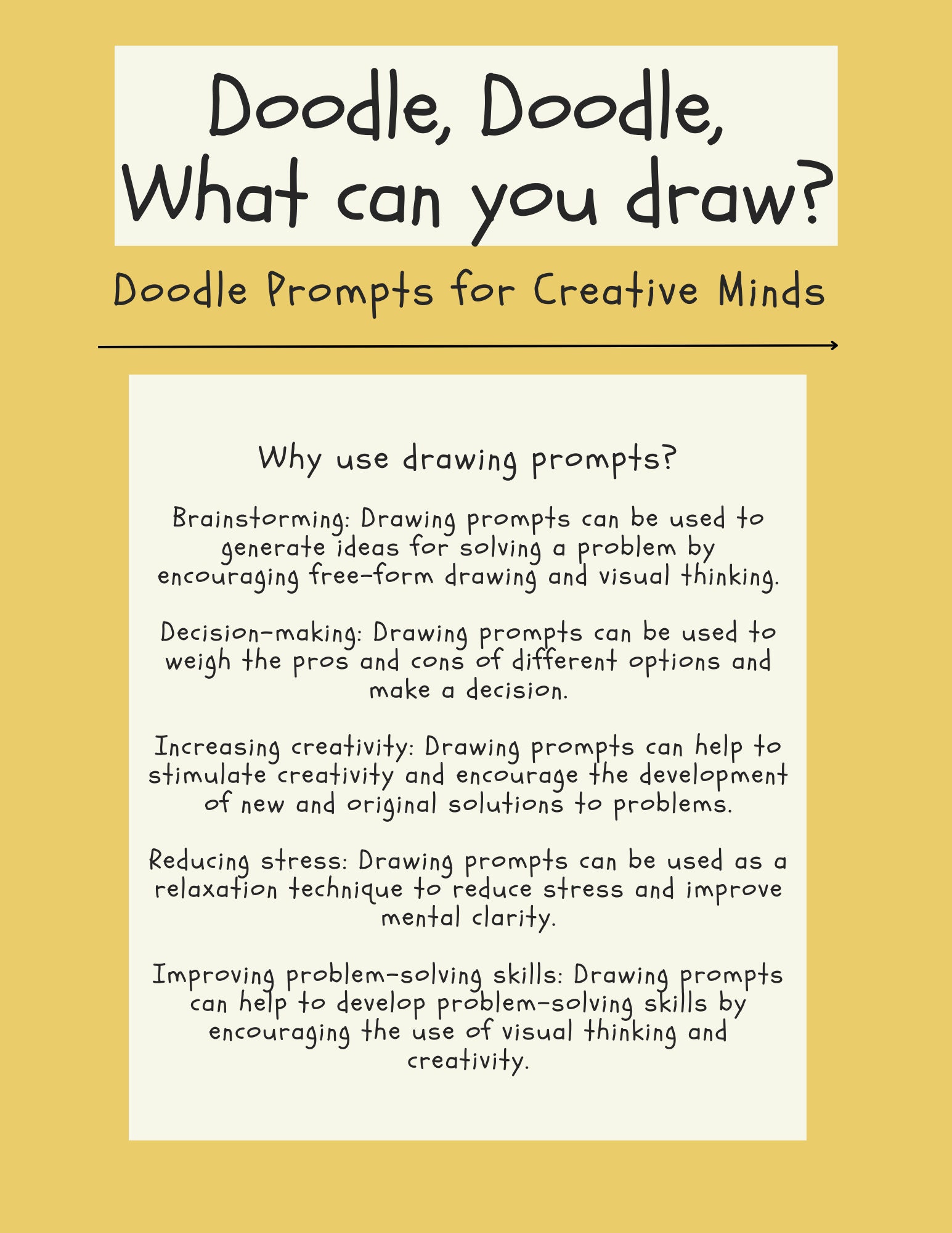 Doodle, Doodle, What Can You Draw? Doodling, Drawing Prompt, Kids ...