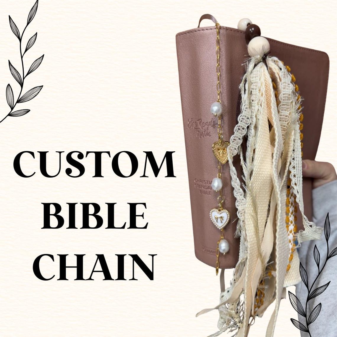 Bible Charm Chain | Custom Spine Accessory in Gold or Silver | Faith ...