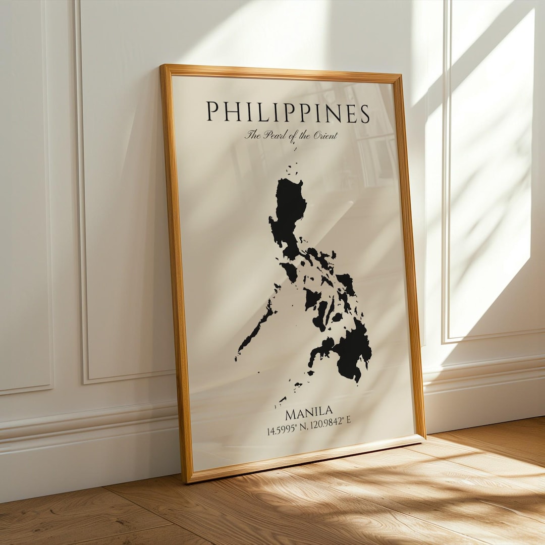 Philippines Map Poster, Minimalist Country Wall Art, Manila Coordinates ...