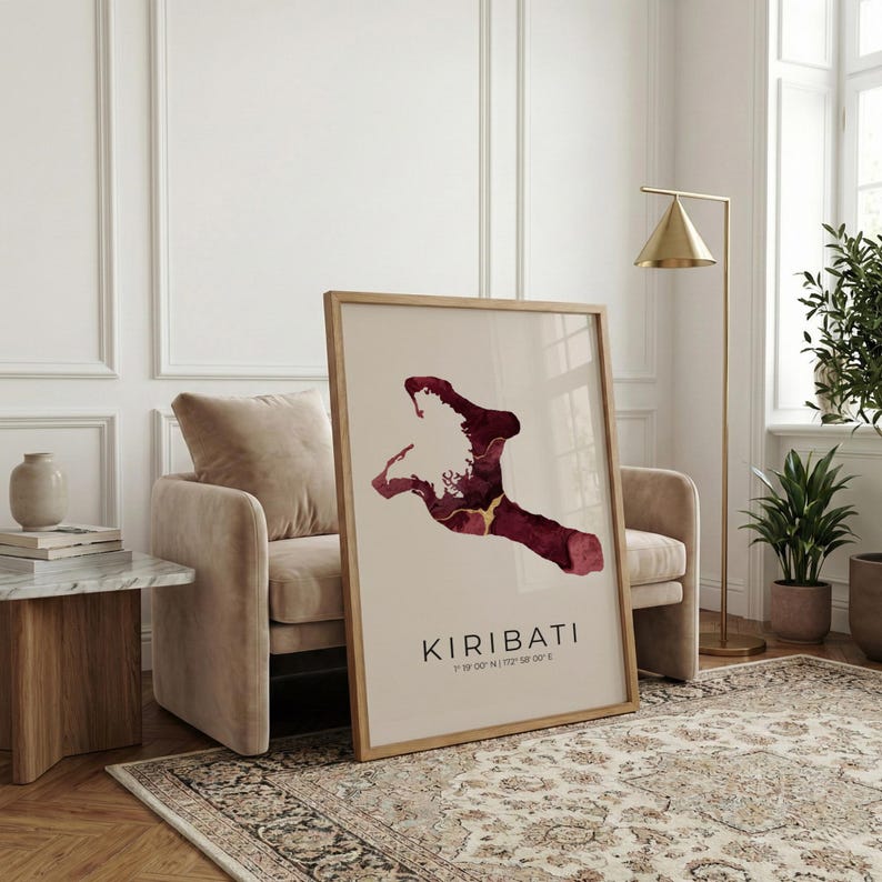 Kiribati Map Poster | South Tarawa Wall Art | Personalized Oceania Art ...