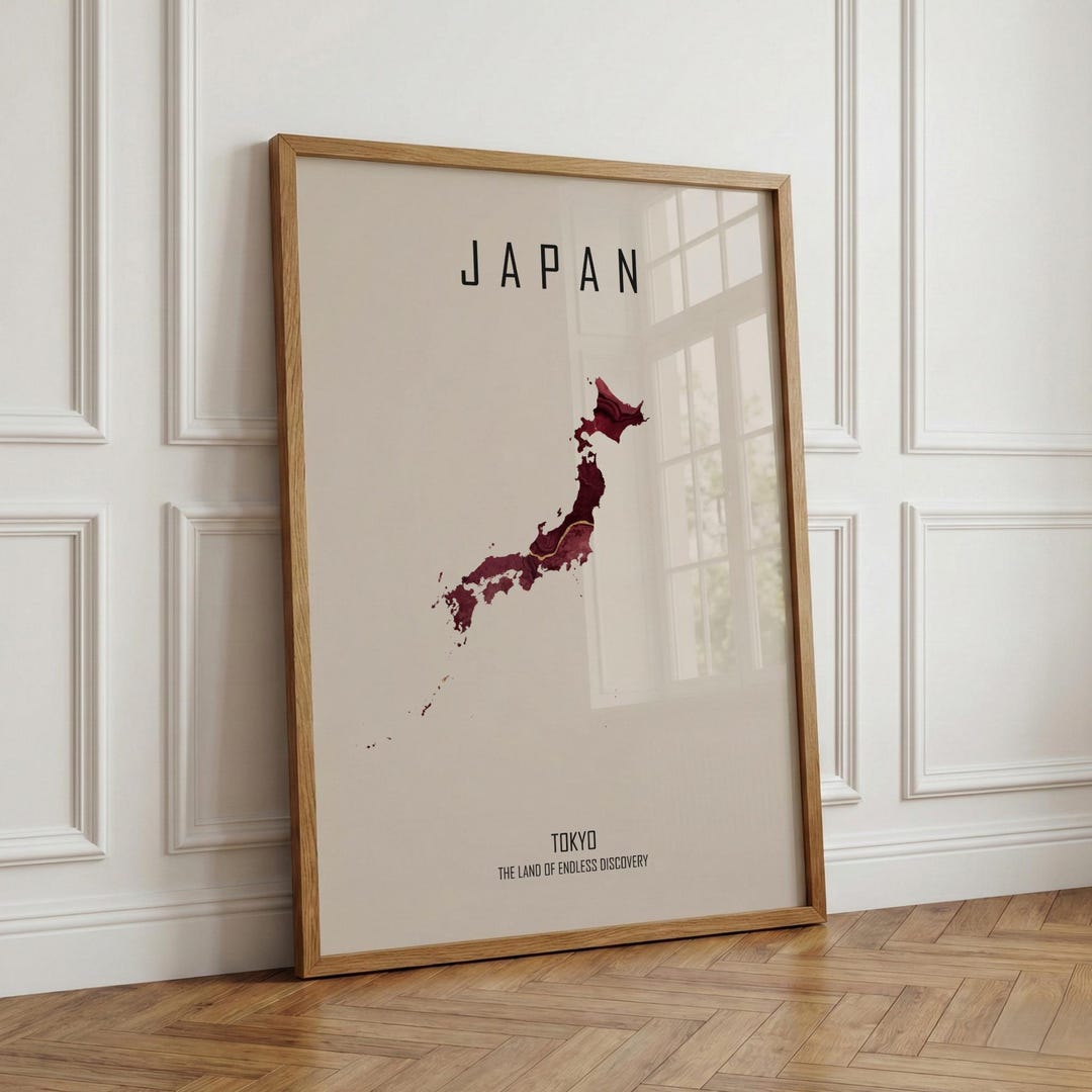 Japan Map Poster With Tokyo Lettering, Minimalist Wall Art, Modern Wall ...