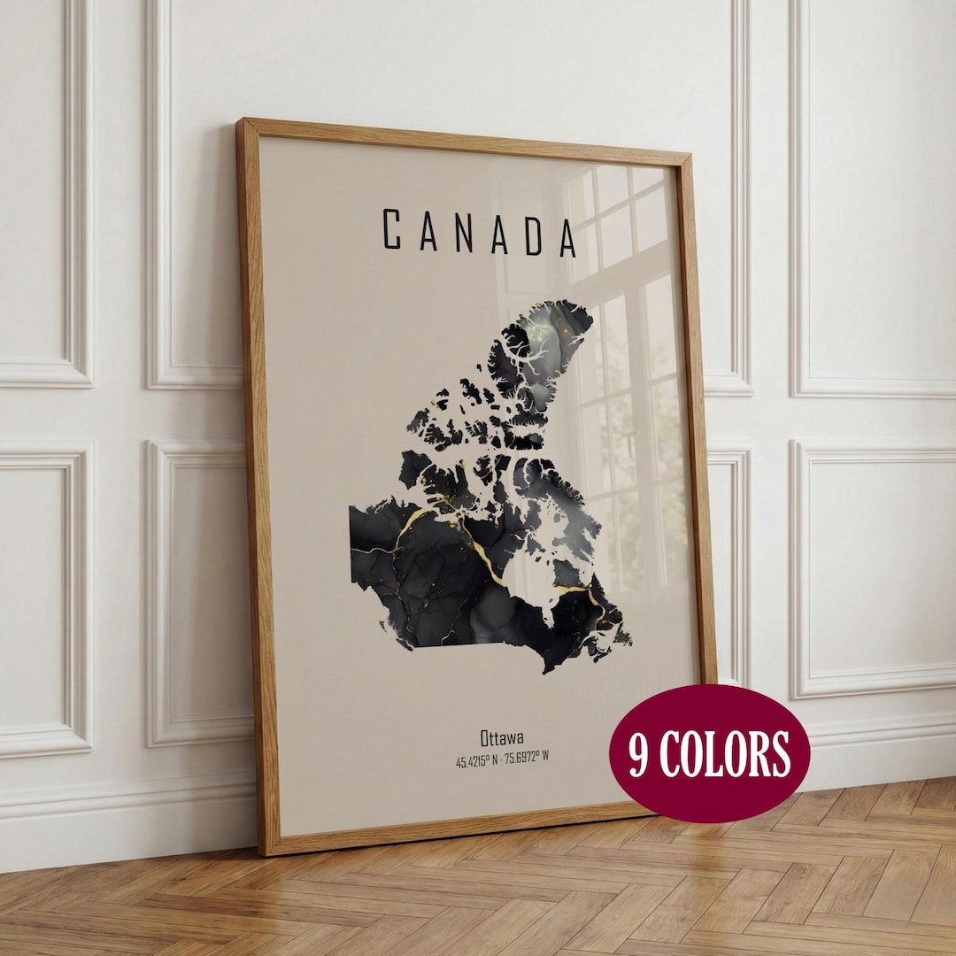 Canada Map Poster, Ottawa Wall Art With Coordinates, Minimalist Alcohol ...