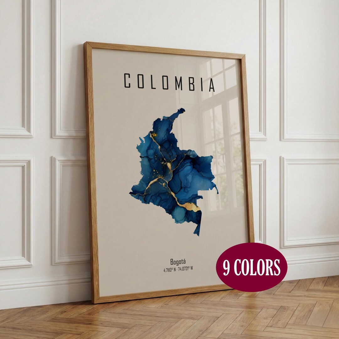 Colombia Map Poster, Bogotá Art With Coordinates, Minimalist Alcohol ...