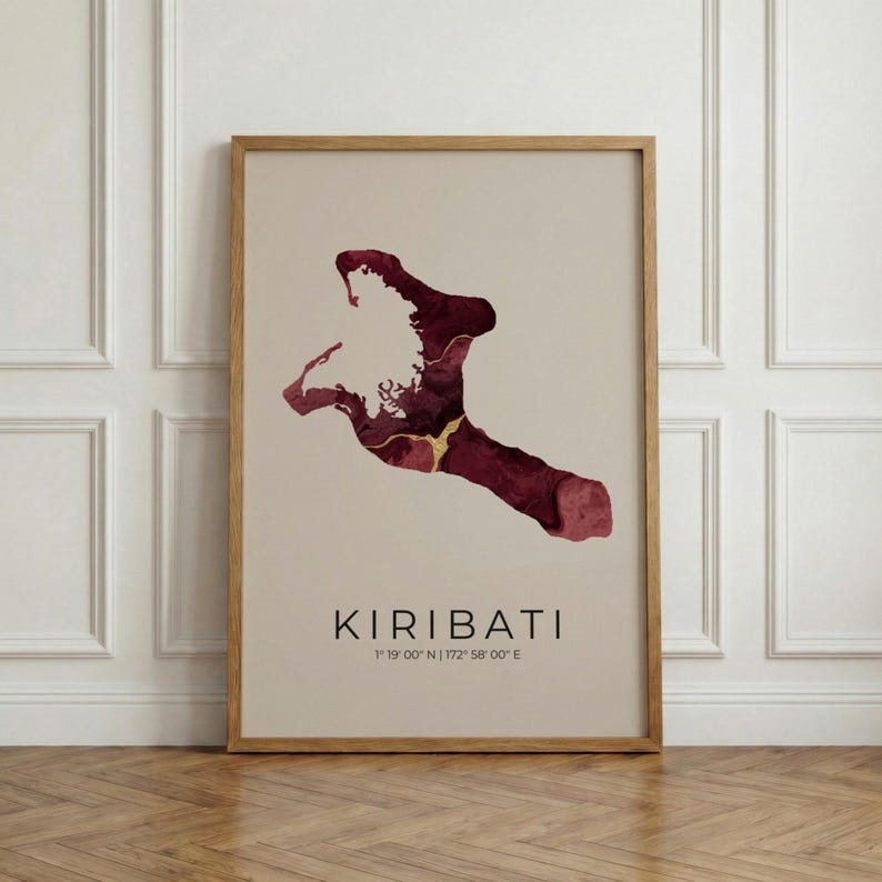 Kiribati Map Poster | South Tarawa Wall Art | Personalized Oceania Art ...