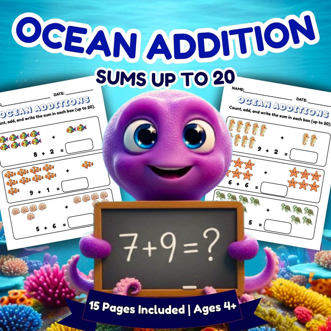 Hojas de trabajo de sumas oceánicas hasta 20, material imprimible de ...
