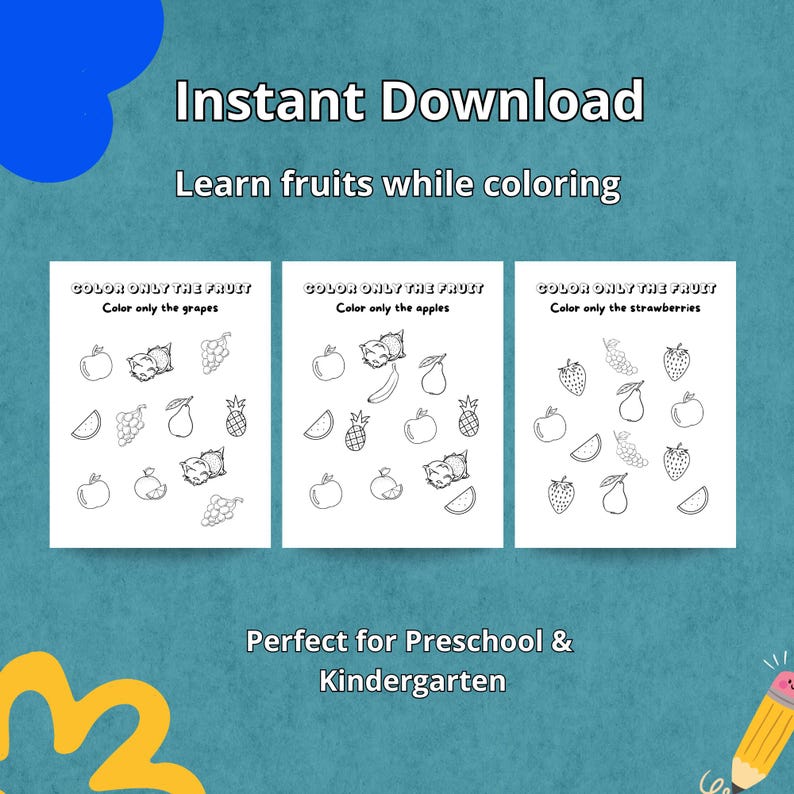 Fruits Coloring Pages for Kids | Printable Fruit Coloring Book ...
