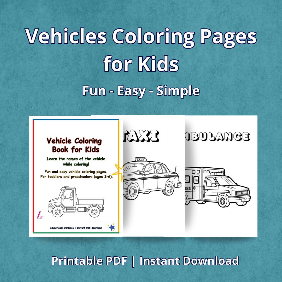 Vehicles Coloring Pages for Kids | Transportation Coloring Worksheets ...