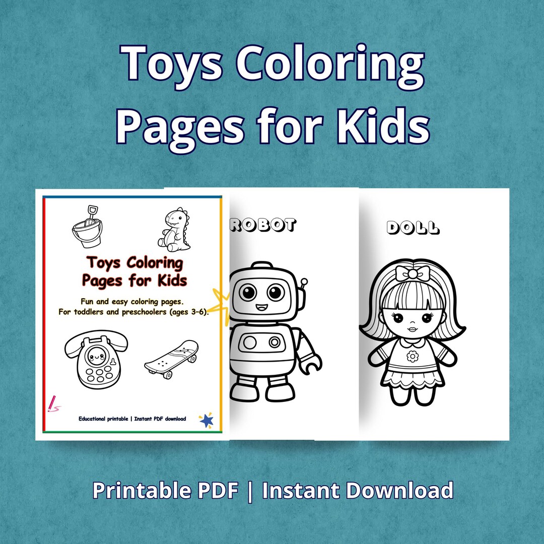 Toys Coloring Pages for Kids | Printable Toy Coloring Book | Toddler ...