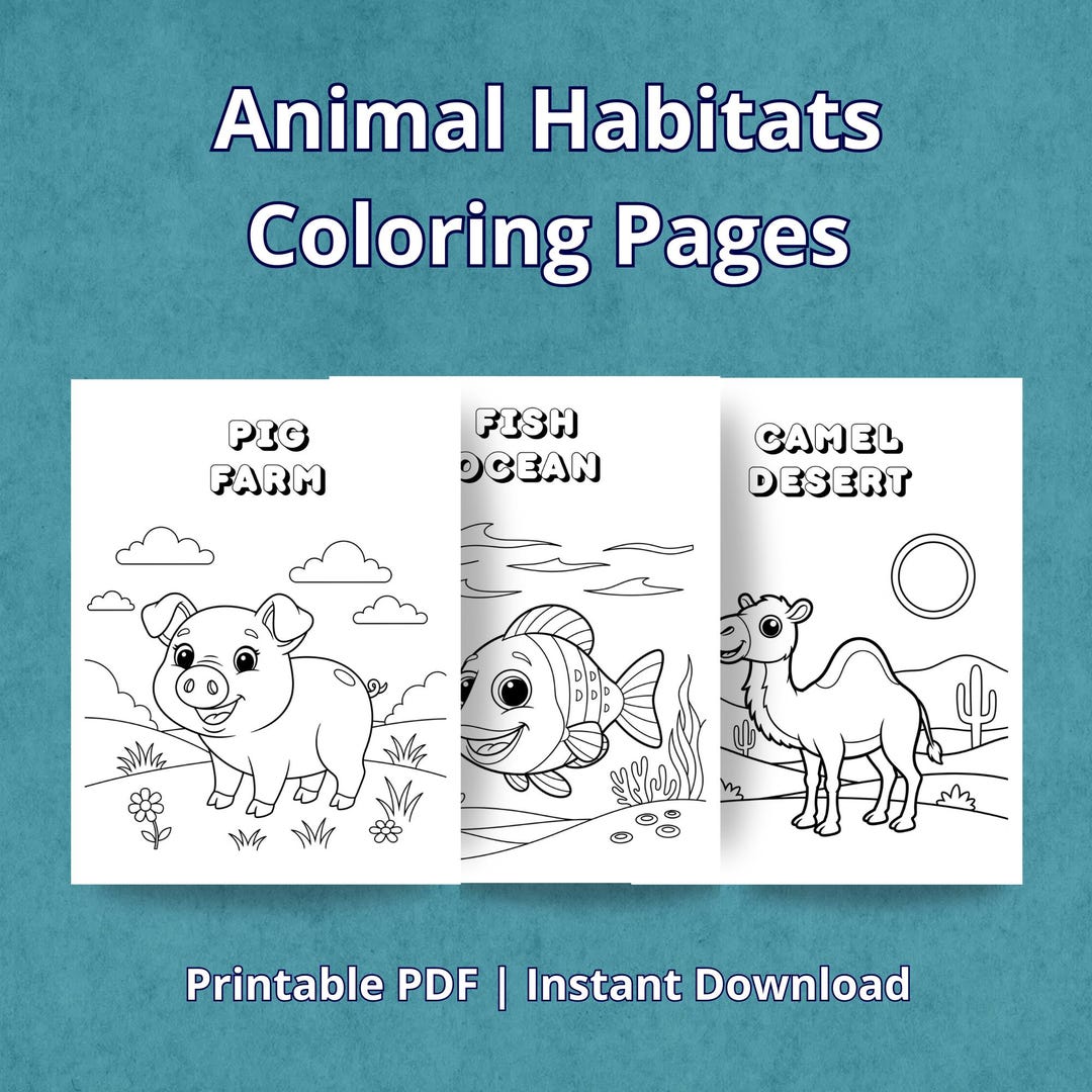 Animal Habitats Coloring Pages for Kids | Preschool Science Coloring ...
