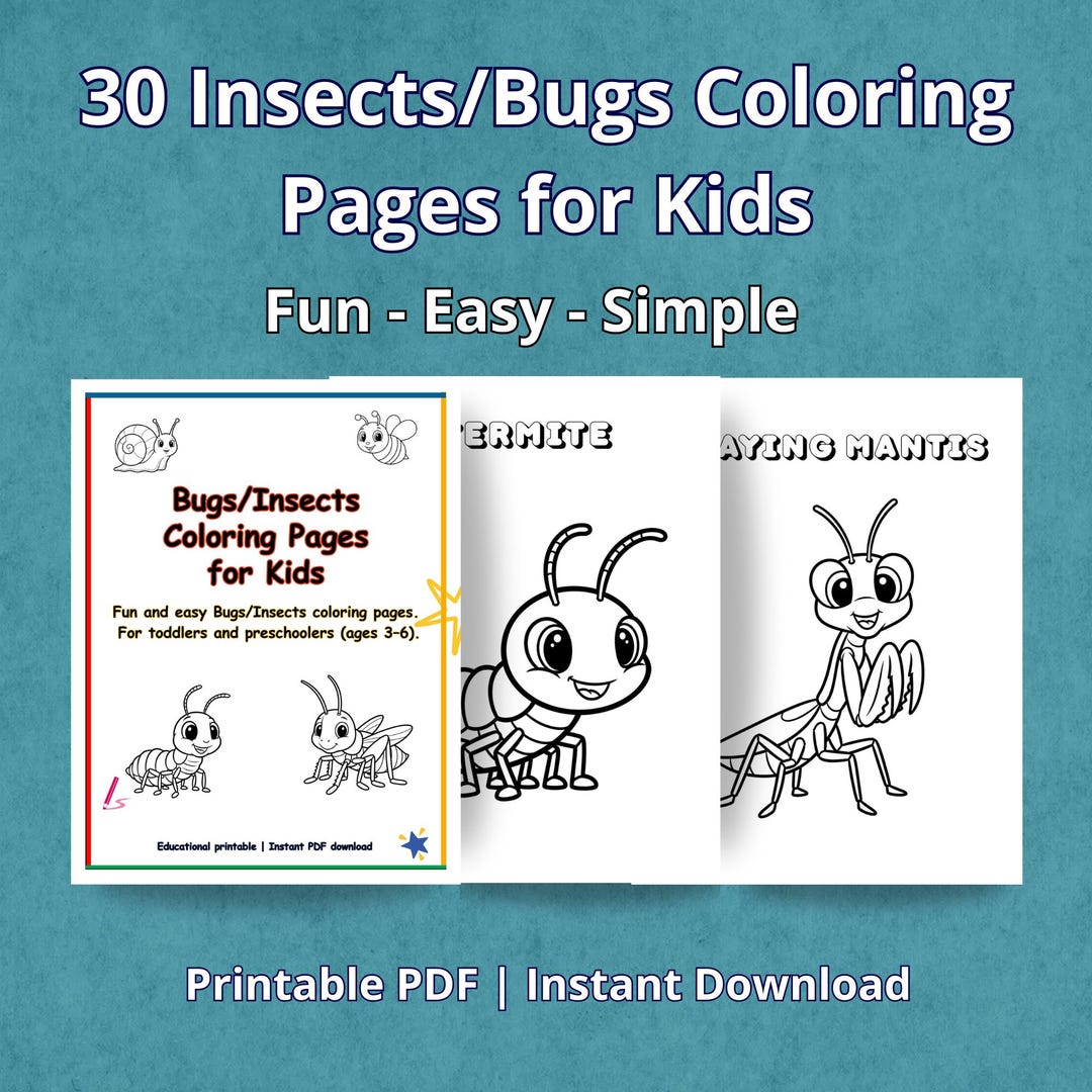 Insects & Bugs Coloring Pages for Kids | Bug Coloring Book | Preschool ...