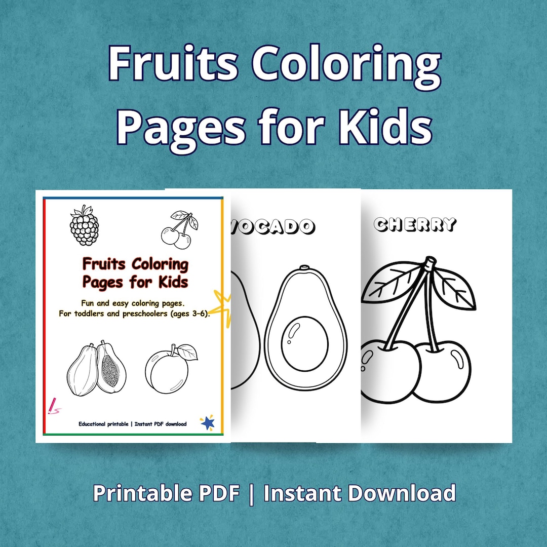 Fruits Coloring Pages for Kids | Printable Fruit Coloring Book ...