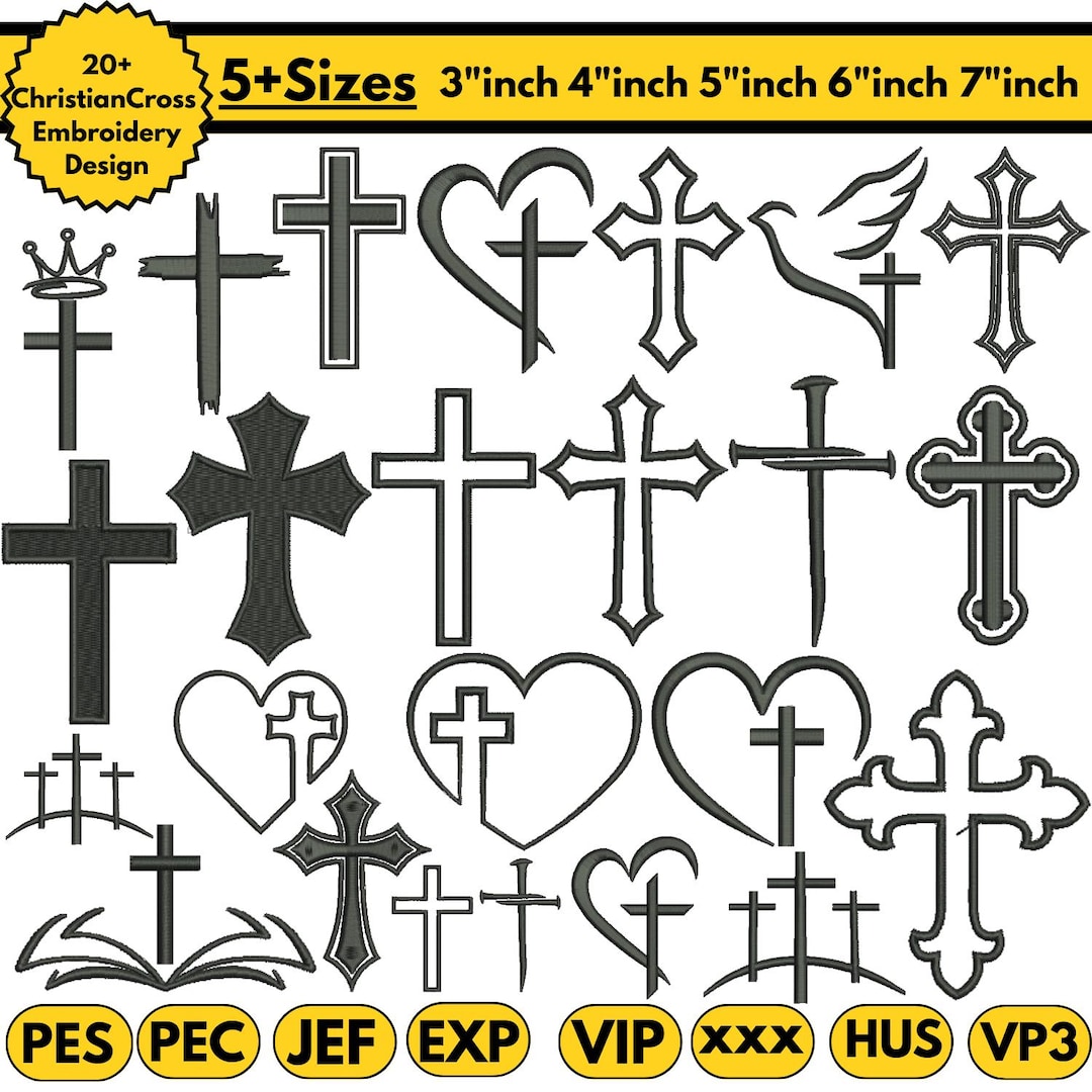 Cross Machine Embroidery Designs Bundle Christian Nail Cross Mini Cross ...