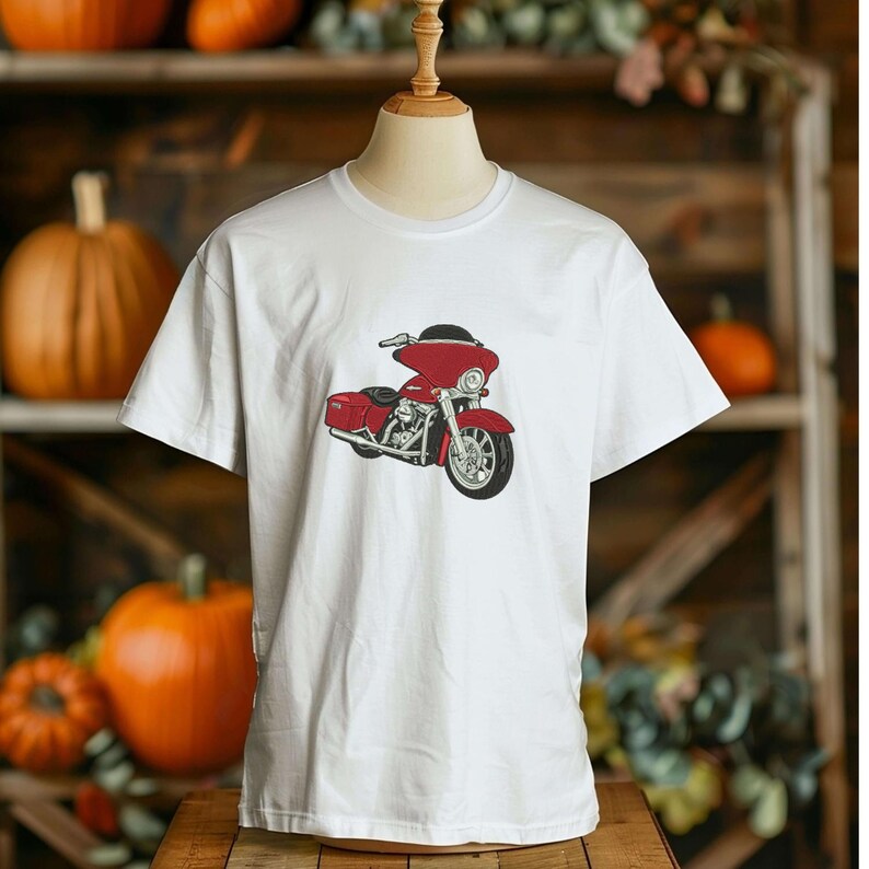 Vintage Motorcycle Machine Embroidery Design Featuring Classic Retro ...